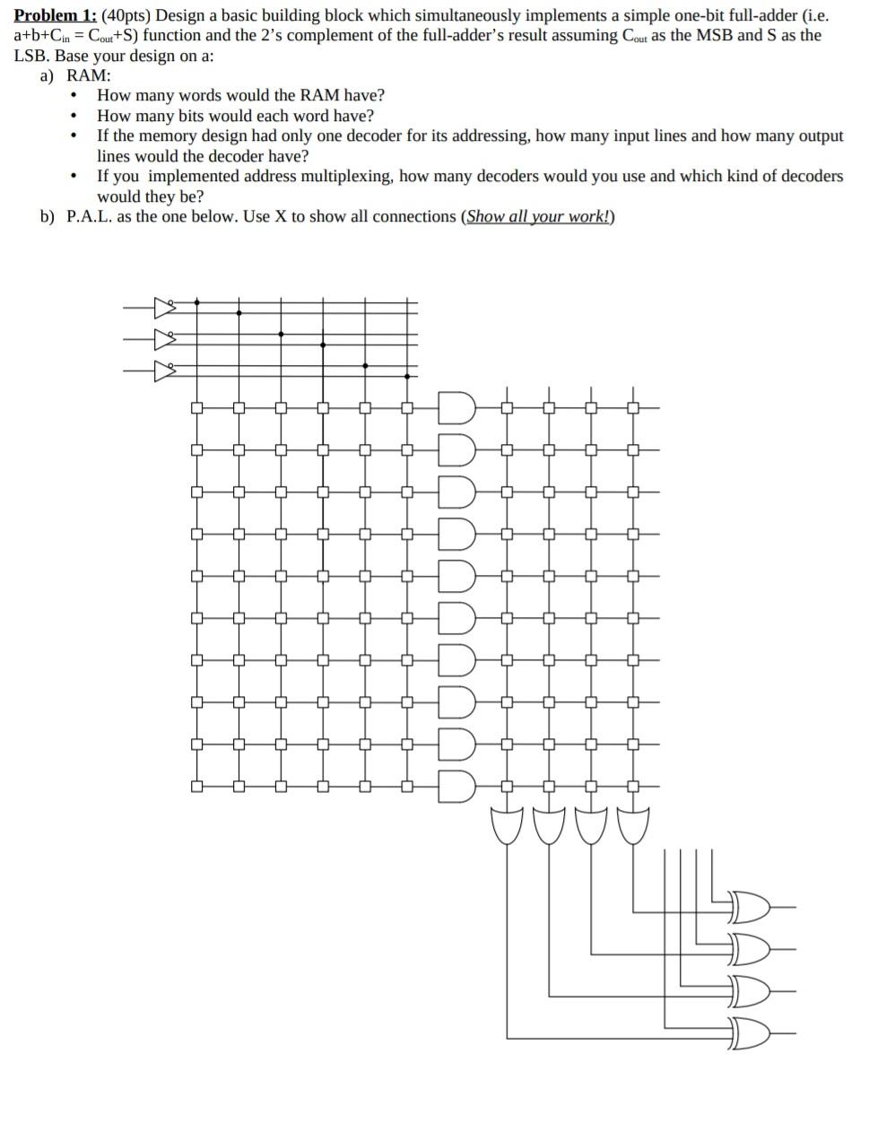Solved . Problem 1: (40pts) Design a basic building block | Chegg.com
