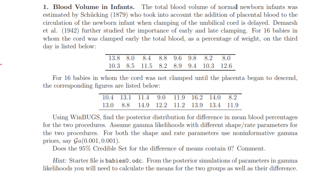 1. Blood Volume in Infants. The total blood volume of | Chegg.com