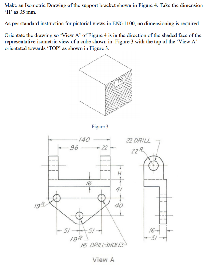 Solved Make an Isometric Drawing of the support bracket | Chegg.com