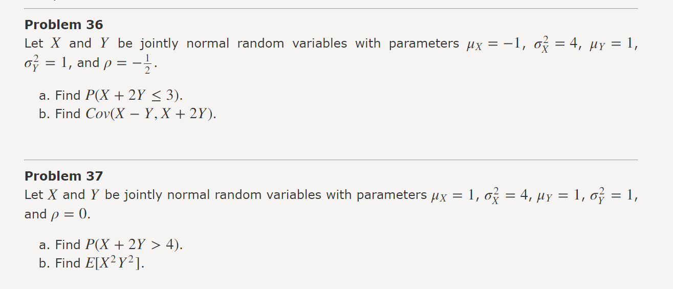Solved Problem 36 Let X and Y be jointly normal random | Chegg.com