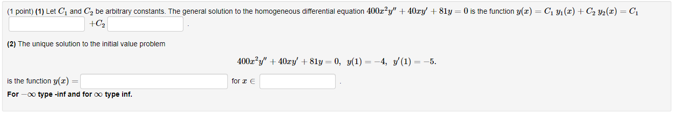 Solved (1 point) (1) Let C and C, be arbitrary constants. | Chegg.com
