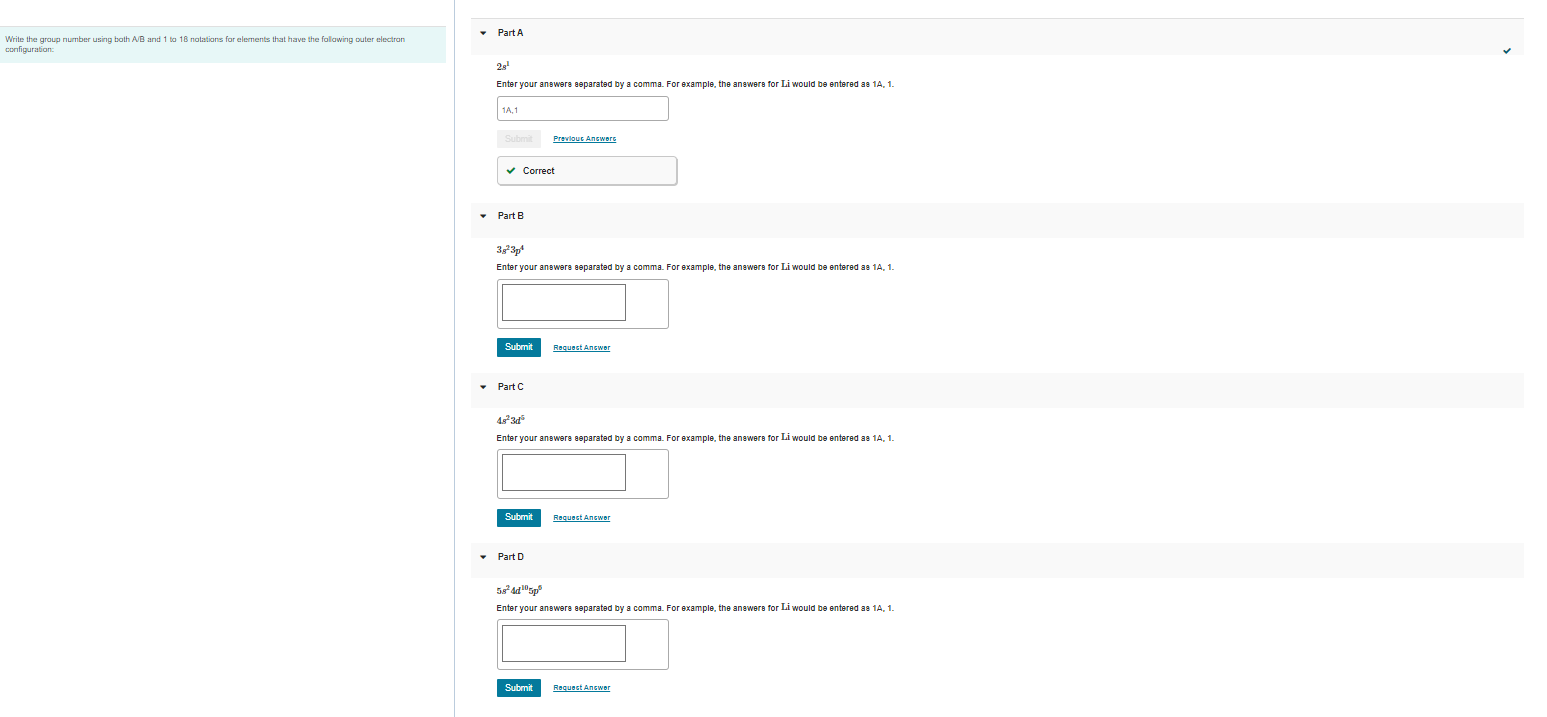 Solved Part A Write the group number using both AB and 1 to | Chegg.com