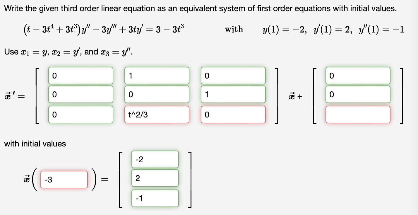 Solved Write the given third order linear equation as an | Chegg.com