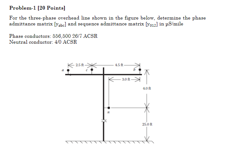 Solved Problem-1 [20 Points] For the three-phase overhead | Chegg.com