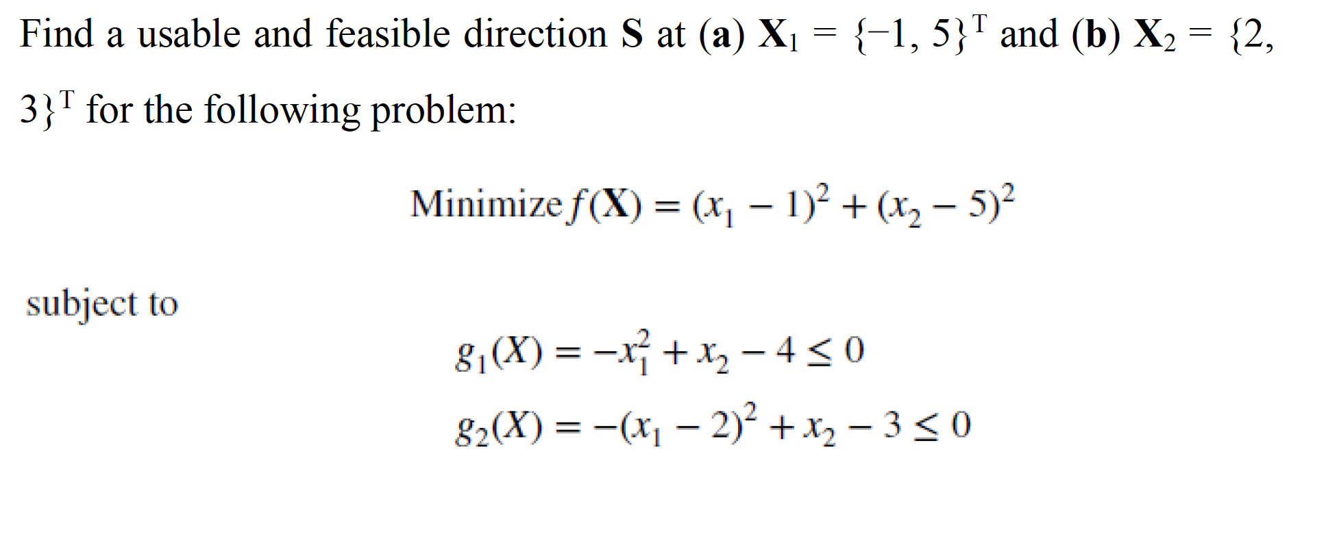 Solved Find a usable and feasible direction S at (a) | Chegg.com
