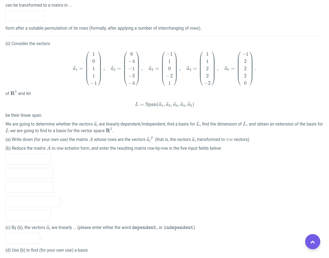 Solved (Linear Spans). Recall that the transpose operation | Chegg.com