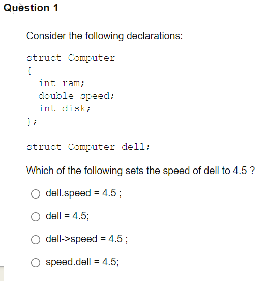 Solved Question 1 Consider the following declarations: | Chegg.com