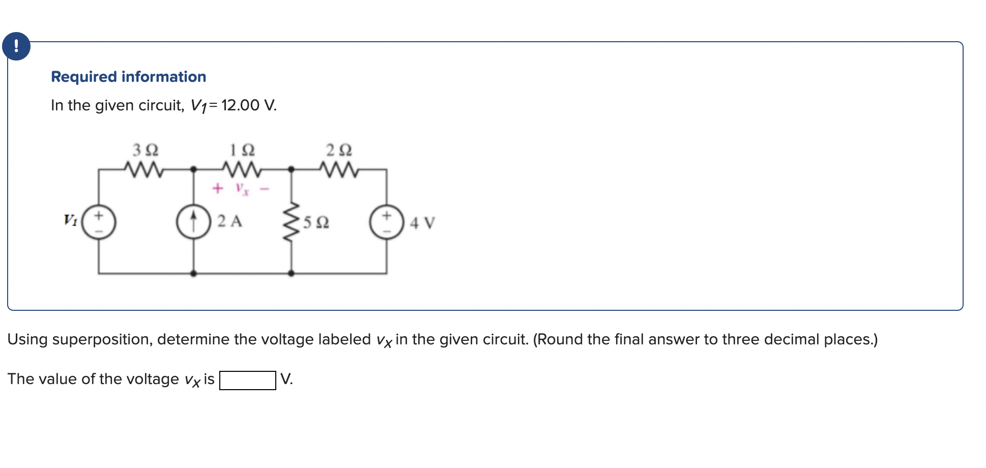 Solved Required information In the given circuit, V1=12.00 | Chegg.com