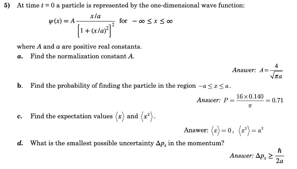 Solved At time t=0 a particle is represented by the | Chegg.com