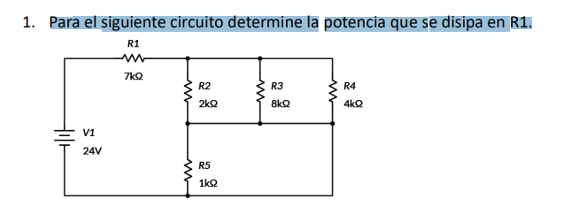 Solved Para el siguiente circuito determine la potencia que | Chegg.com