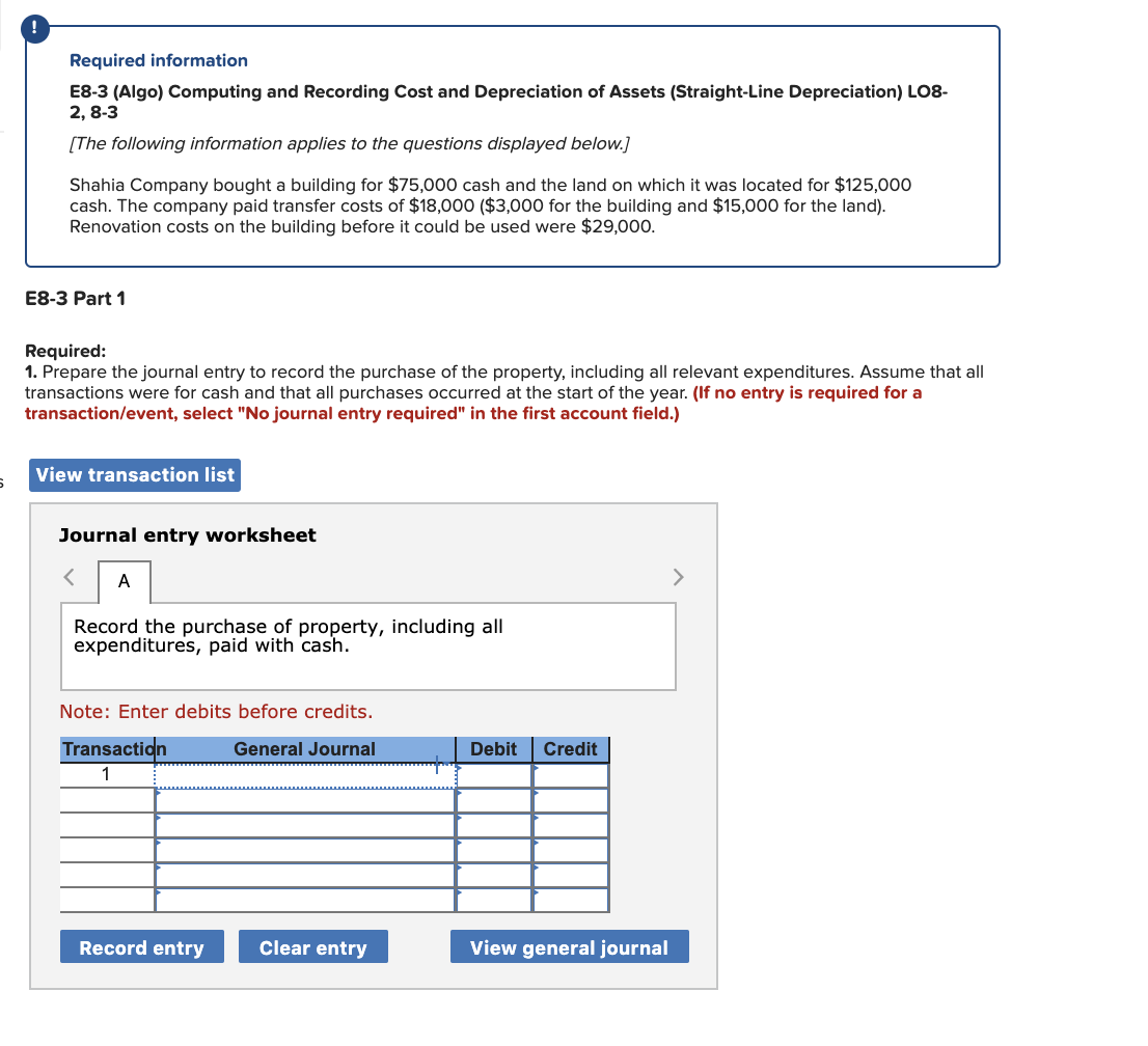 Solved Required information E8-3 (Algo) Computing and | Chegg.com