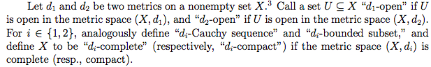 Solved Let d, and d, be two metrics on a nonempty set X.Call | Chegg.com