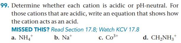Solved 9. Determine whether each cation is acidic or | Chegg.com
