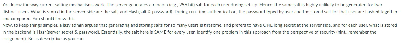 Solved You know the way current salting mechanisms work. The | Chegg.com