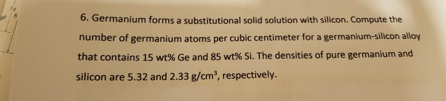 Solved 6. Germanium forms a substitutional solid solution | Chegg.com