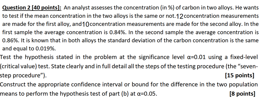 Solved Question 2 [ 40 points]: An analyst assesses the | Chegg.com
