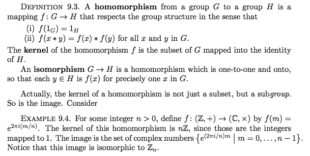 Solved DEFINITION 9.3. A homomorphism from a group G to a | Chegg.com