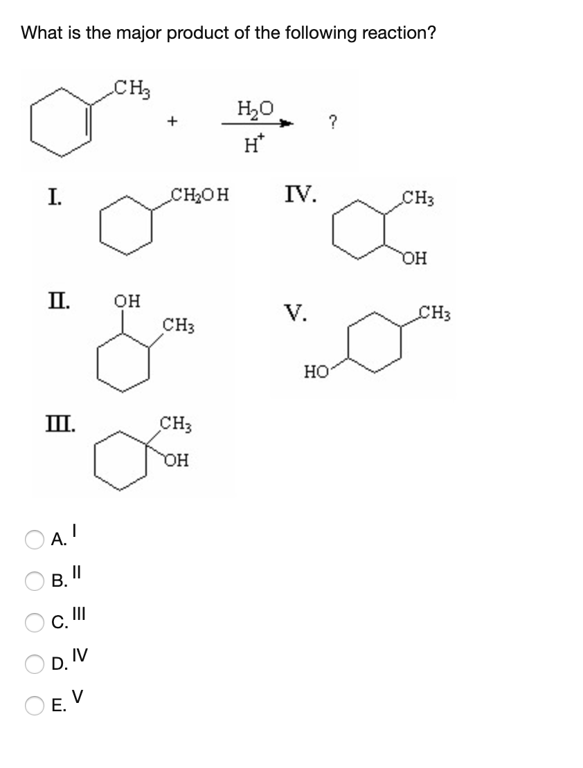 Solved What is the major product of the following reaction? | Chegg.com