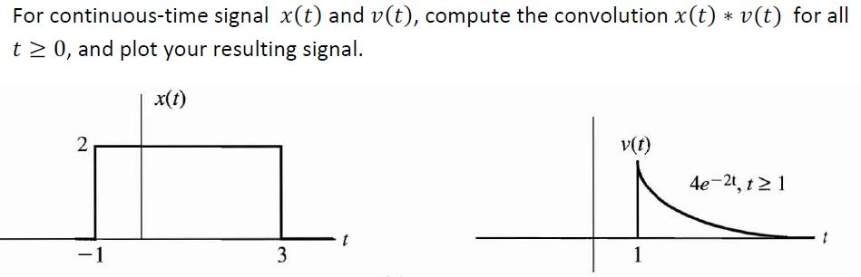 Solved For continuous-time signal x(t) and v(t), compute the | Chegg.com