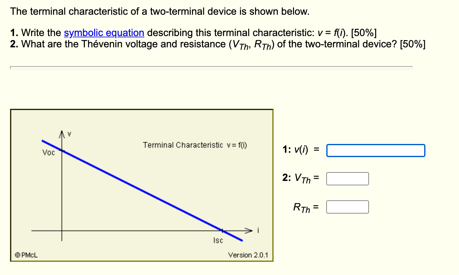 Solved The terminal characteristic of a two-terminal device | Chegg.com