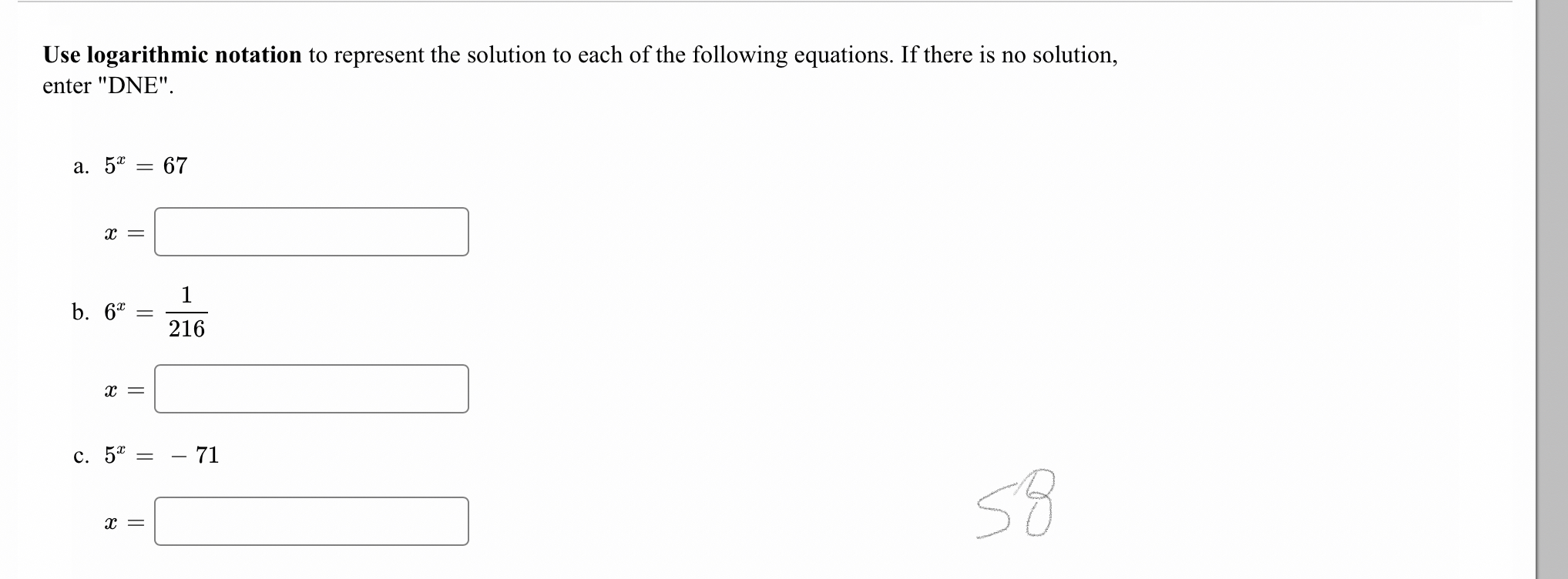 Solved Use logarithmic notation to represent the solution to | Chegg.com