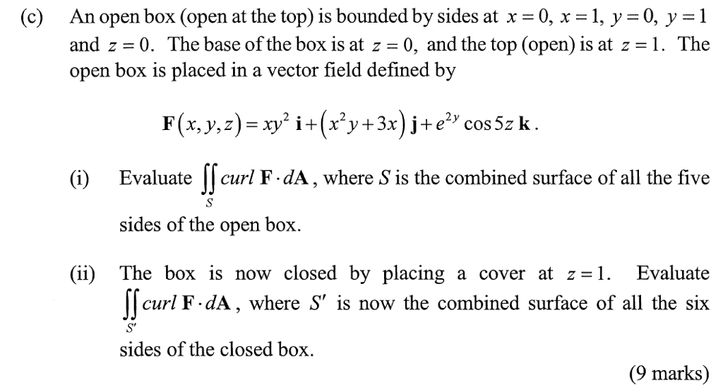 Solved An open box (open at the top) is bounded by sides at | Chegg.com