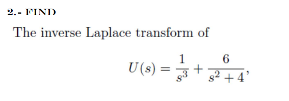 Solved The inverse Laplace transform of U(s)=s31+s2+46 | Chegg.com