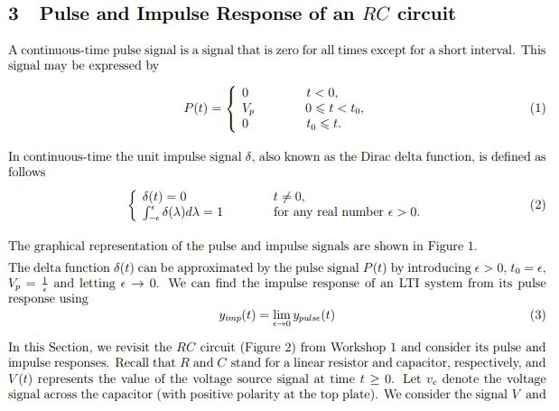 Solved 3 Pulse and Impulse Response of an RC circuit A | Chegg.com