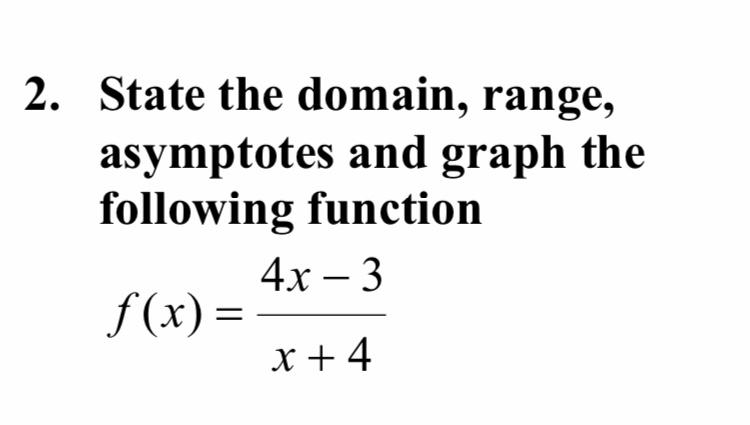 Solved 2. State the domain, range, asymptotes and graph the | Chegg.com