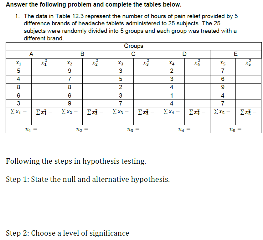 Solved Answer the following problem and complete the tables | Chegg.com