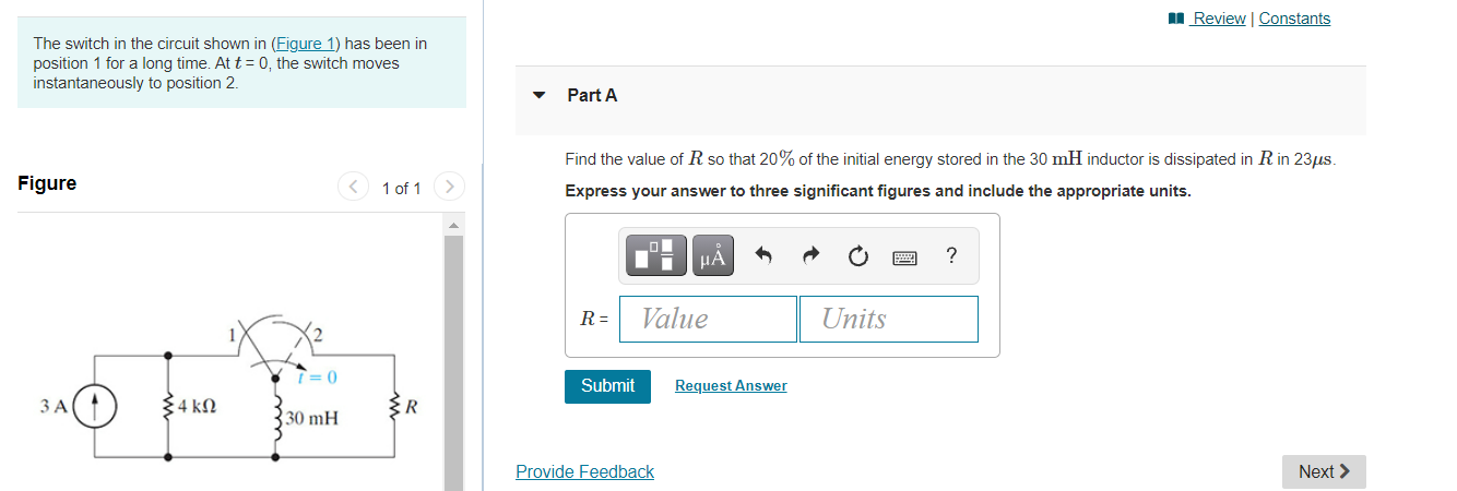 Solved M Review Constants The switch in the circuit shown in | Chegg.com
