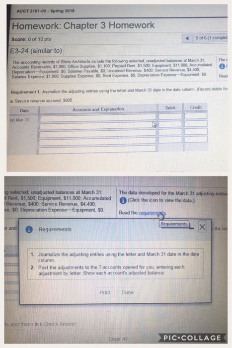 Solved ACCT 2101-02-Spring 2018 Homework: Chapter 3 Homework | Chegg.com