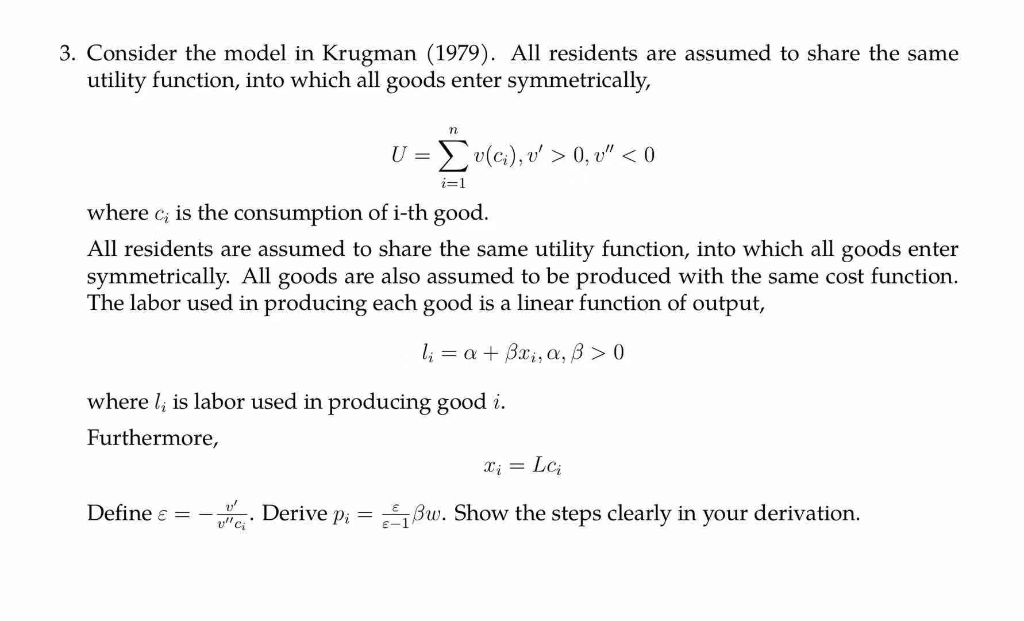 3. Consider the model in Krugman (1979). All | Chegg.com