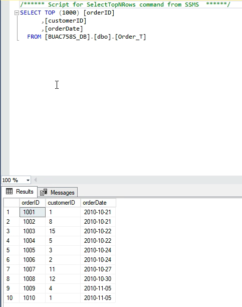 Solved *** /****** Script for Select TopNRows command from | Chegg.com