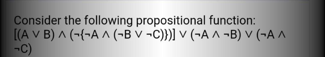 Solved Consider the following propositional function: [(A V | Chegg.com