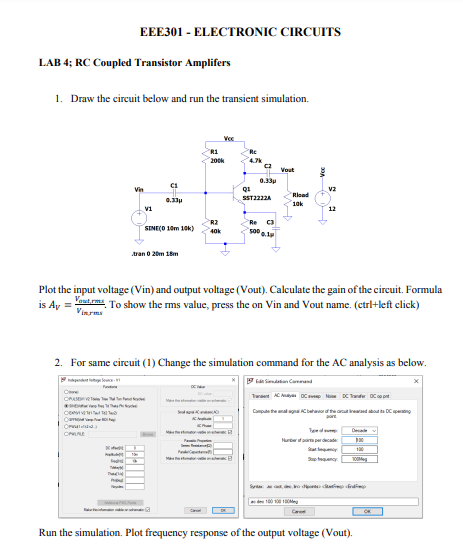 1. Draw the circuit below and run the transient | Chegg.com