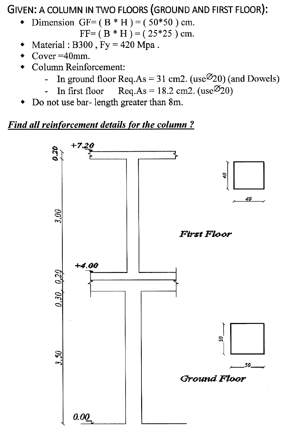 GIVEN: A COLUMN IN TWO FLOORS (GROUND AND FIRST | Chegg.com