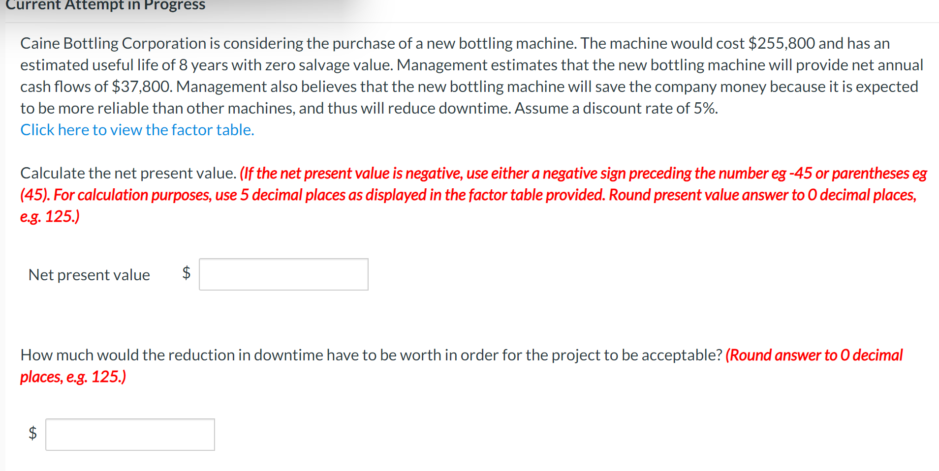Solved Current Attempt in Progress Caine Bottling | Chegg.com