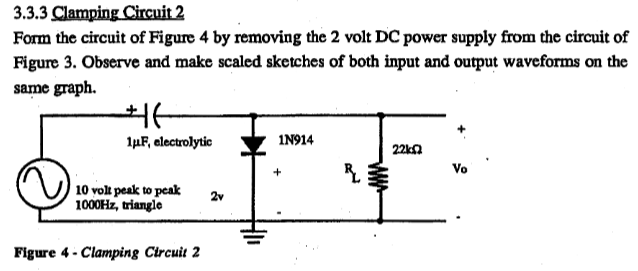 Solved 3.3.3 Clamping Circuit 2 Form the circuit of Figure 4 | Chegg.com