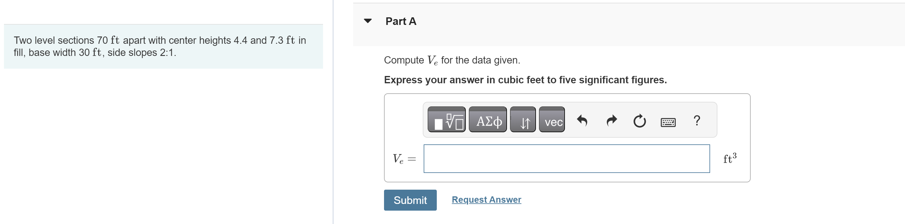 Solved Two level sections 70ft apart with center heights 4.4 | Chegg.com
