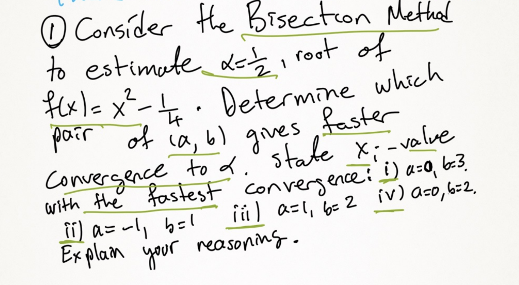 Solved ① Consider the Bisection Method to estimate 2= 1/2, | Chegg.com