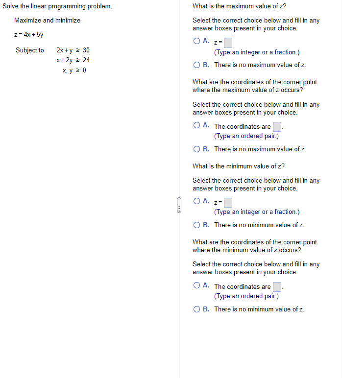 Solved Solve the linear programming problem.Maximize and | Chegg.com
