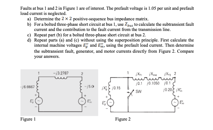 Solved Faults at bus 1 and 2 in Figure 1 are of interest. | Chegg.com