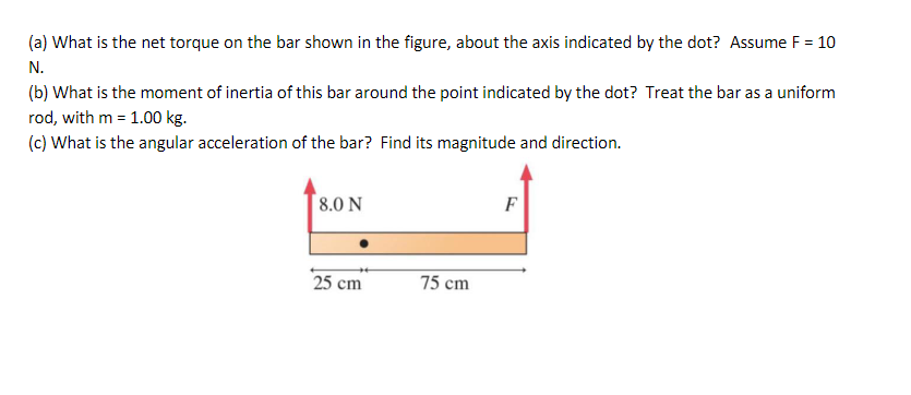 Solved (a) What is the net torque on the bar shown in the | Chegg.com