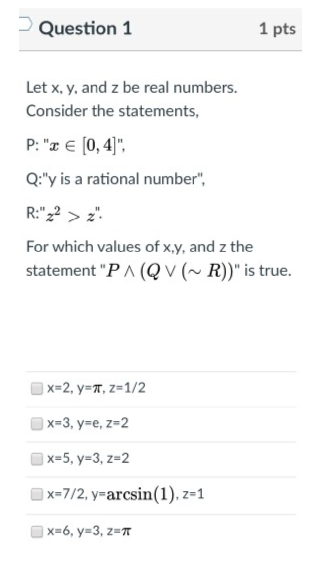 Solved Let x,y, and z be real numbers. Consider the | Chegg.com