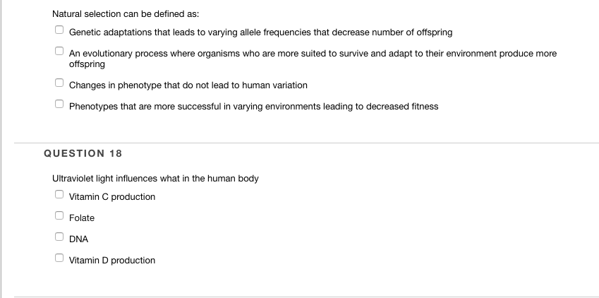Solved Natural selection can be defined as: Genetic | Chegg.com