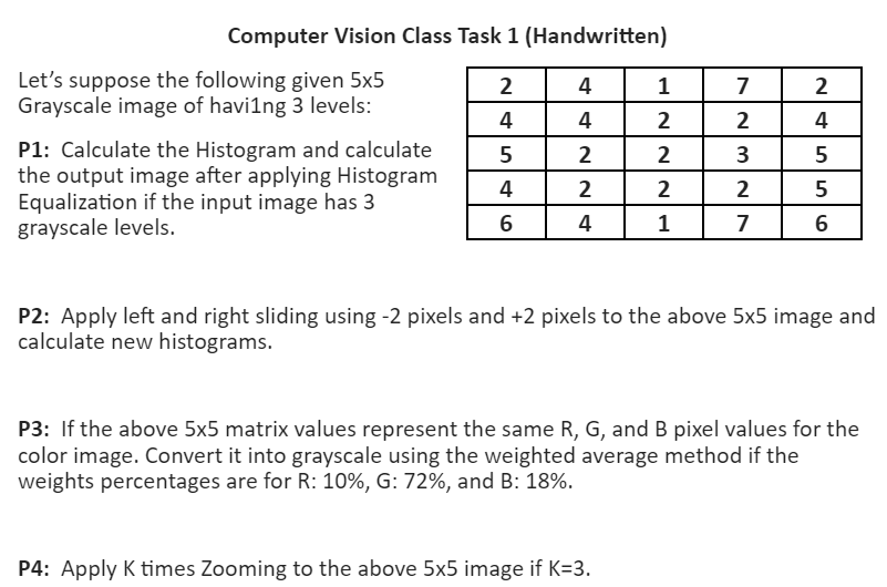 Solved Computer Vision Class Task 1 (Handwritten) Let's | Chegg.com