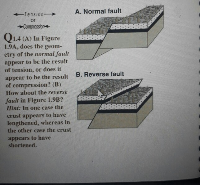 Solved A. Normal fault B. Reverse fault Tension or | Chegg.com