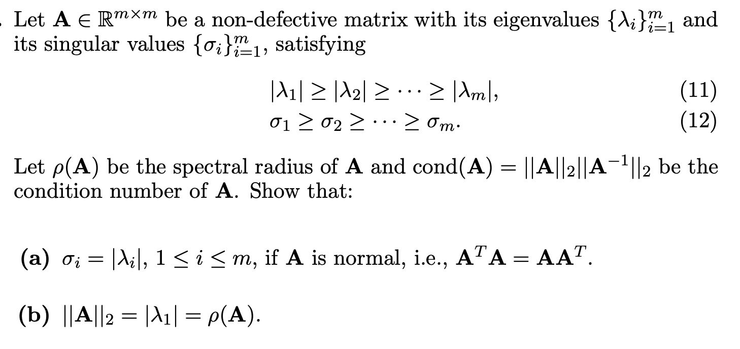 Let A ERMxm be a non-defective matrix with its | Chegg.com
