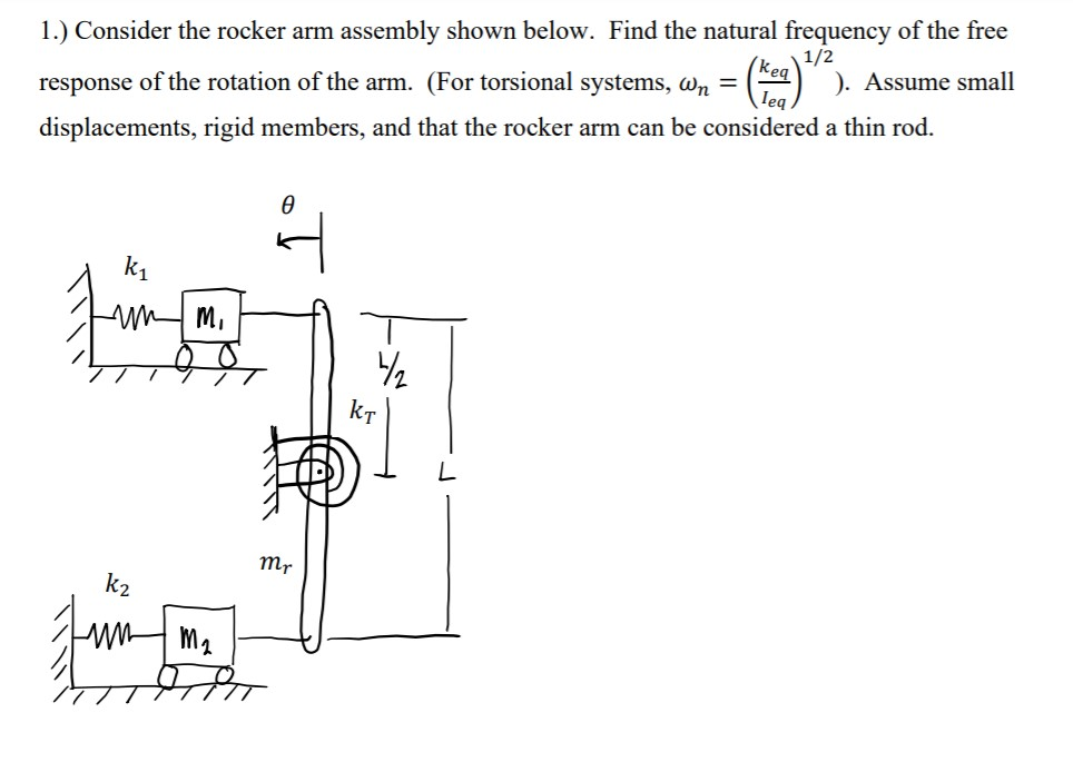 Solved 1/2 1.) Consider the rocker arm assembly shown below. | Chegg.com